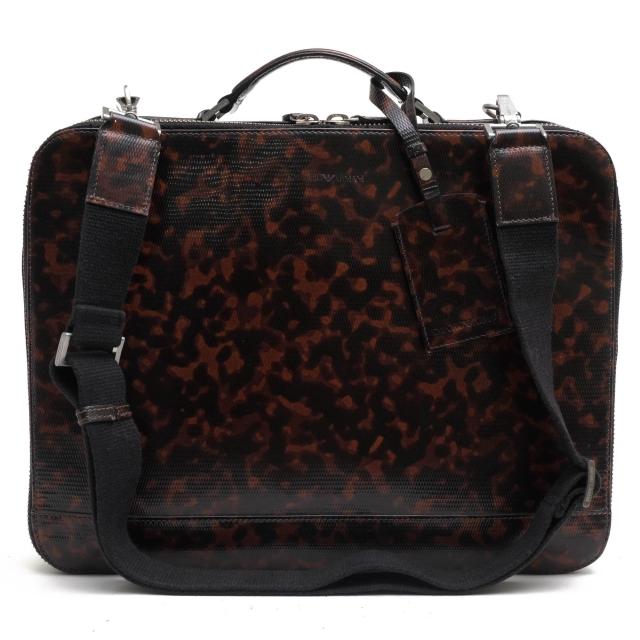 ○アルマーニ EMPORIO ARMANI 牛革 カーフ ビジネスバッグ YH396 YEMI45 レオパード 2WAY ショルダーバッグ メンズ 【中古】 中古