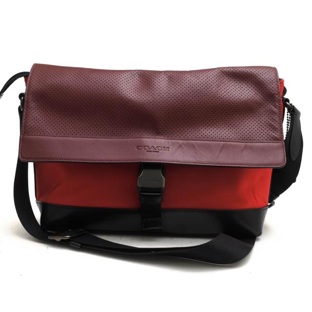 ○コーチ COACH パフォレイテッドレザー 牛革 ショルダーバッグ F71968 Bike Bag in Nylon And Perforated Leather パンチング加工 中古