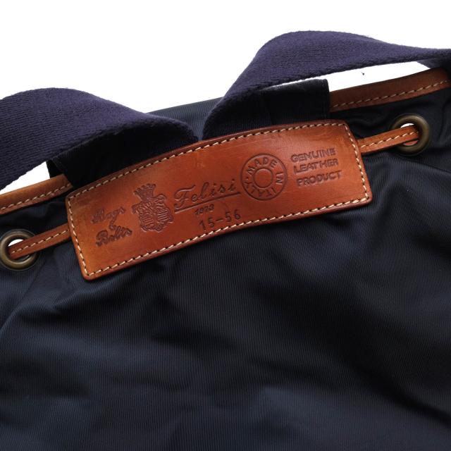 ○フェリージ Felisi 伊リモンタ社ナイロン バケッタレザー 牛革 リュック 15/56/DS 巾着型 デイパック メンズ 【中古】 中古