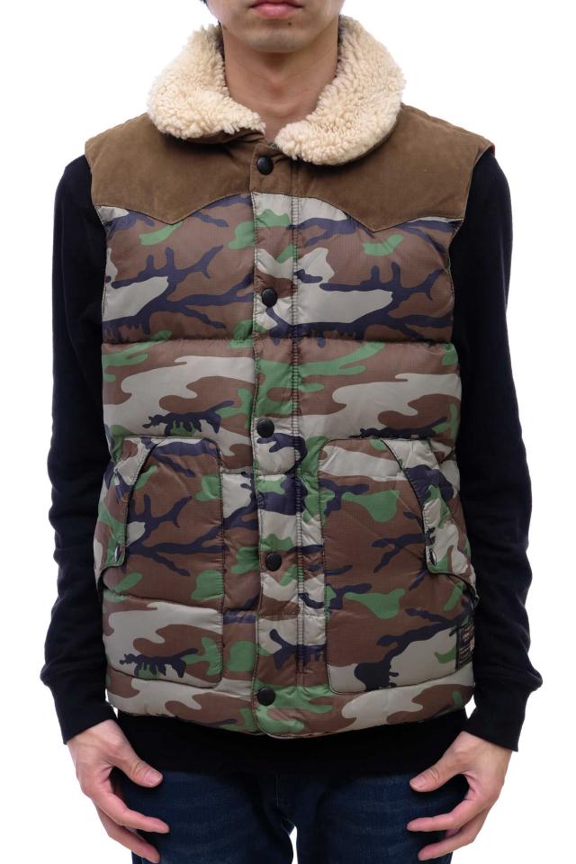 ○デニム＆サプライ DENIM＆SUPPLY Ralph Lauren ラルフローレン ダウンベスト 788560155001 Camo Ripstop Down Vest in Green ボ  中古