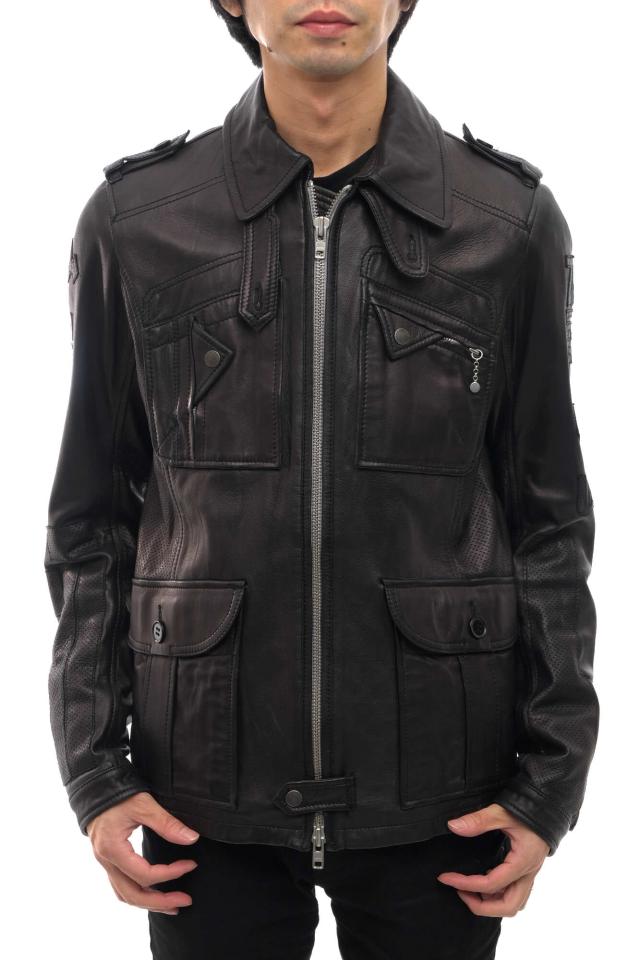 ○ディーゼル DIESEL シープスキン 羊革 フライトジャケット 2107-69-19-0779 T.Y.P-78/F.T パンチング加工 メンズ 【中古】 中古