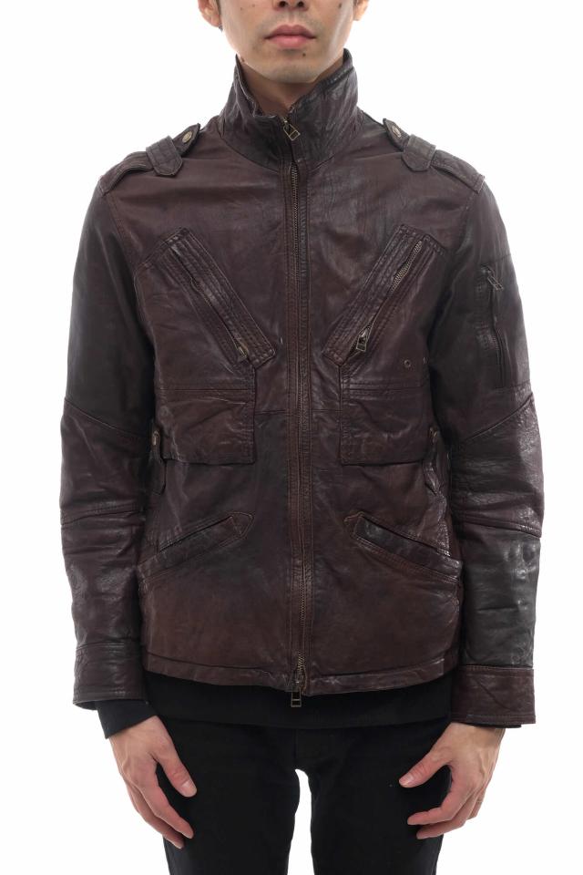 ○アヴィレックス AVIREX シープスキン 羊革 シングルライダース 6121007 ヴィンテージ加工 メンズ 【中古】 中古