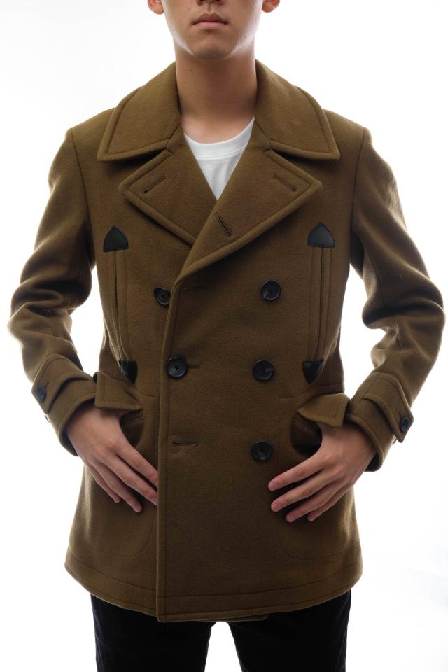 ○サイ Scye カシミヤ混メルトン 牛革 Pコート 5113-73507 メンズ 【中古】 中古