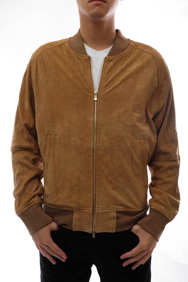 ○アルチザン ARTISAN ゴートレザー 山羊革 ブルゾン 59-31LF01 裏地花柄 リブ メンズ 【中古】 中古