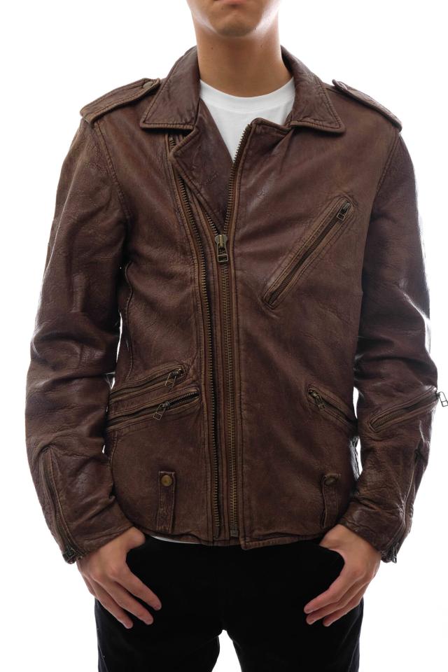 ○アヴィレックス AVIREX ラムレザー 羊革 ダブルライダース 6151068 LAMB DOUBLE RIDER'S JACKET ウォッシュ加工 メンズ 【中古】 中古