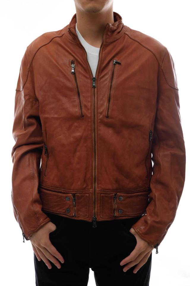 ○プレビュー PREVIEW 羊革 シープスキン シングルライダース 72106 ウォッシュ加工 メンズ 【中古】 中古