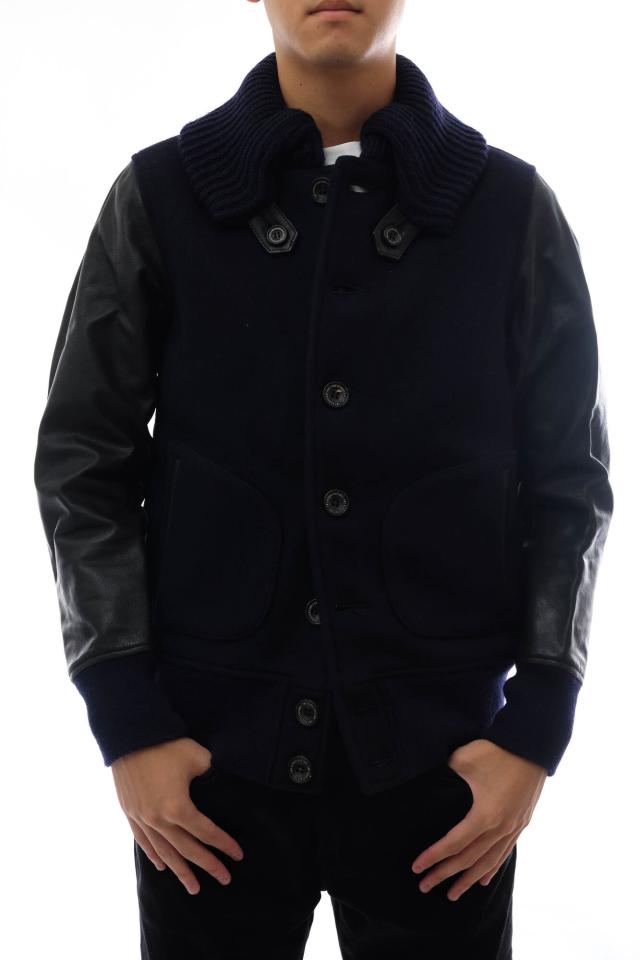 ○ティーエムティー TMT 牛革 スタジャン TJK-F1313 COMBINATION STADIUM JACKET ドンキージャケット リブ メンズ 【中古】 中古