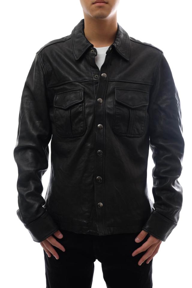 ○ドルガバ DOLCE＆GABBANA ラムスキン 羊革 ブルゾン LS G9H55L FULP5 シャツジャケット ウォッシュ加工 メンズ 【中古】 中古