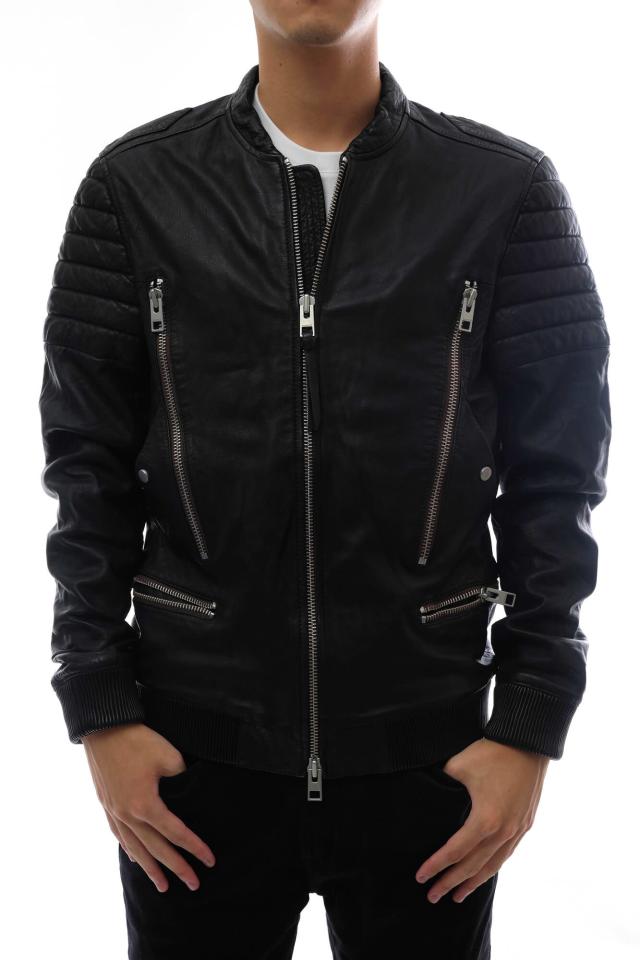 ○オールセインツ スピタルフィールズ ALLSAINTS SPITALFIELDS 国内正規品 ラムレザー 子羊革 シングルライダース SANDERSON BOMBE 中古