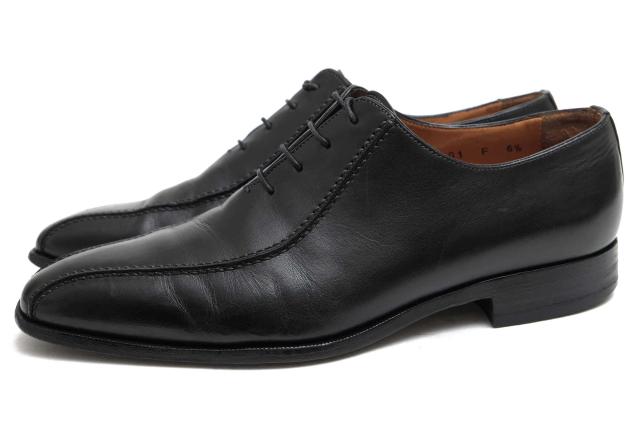 ○サントーニ Santoni 牛革 カーフ ビジネスシューズ 6804 01  スワールトゥ レザーソール マッケイ製法 メンズ 【中古】 中古
