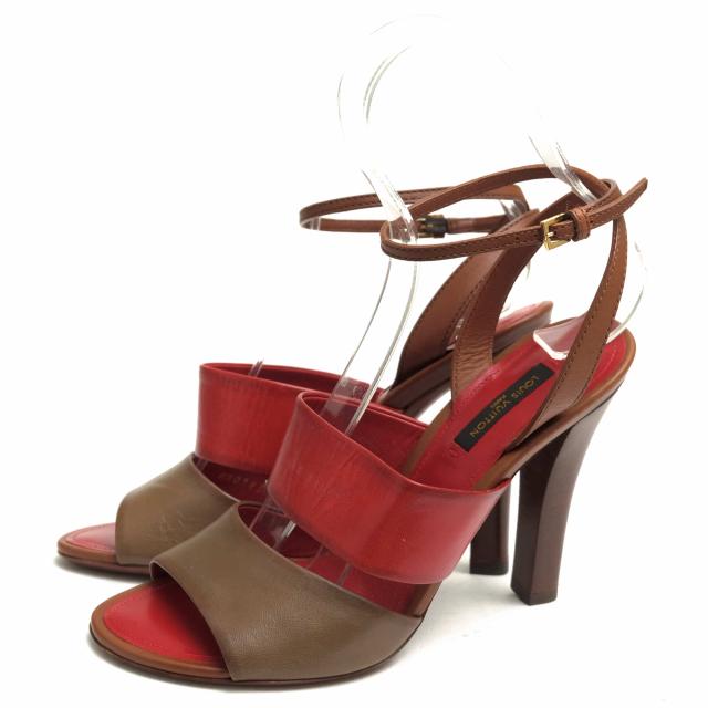 ○ヴィトン Louis Vuitton 牛革 カーフ パンプス サンダル  レザーソール ハイヒール バイカラー レディース 【中古】 中古