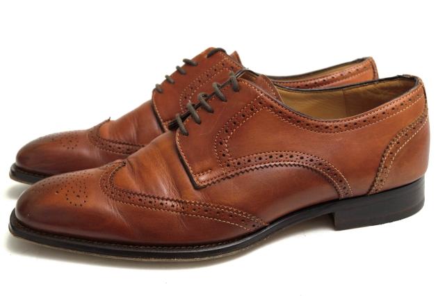 ○ウィリアムクライン William  牛革 ビジネスシューズ 5EYE W-TIP BLUCHER フルブローグ ウイングチップ レザーソール メン  中古