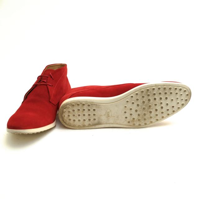 ○トッズ TOD'S 牛革 チャッカブーツ ラバーソール プレーントゥ