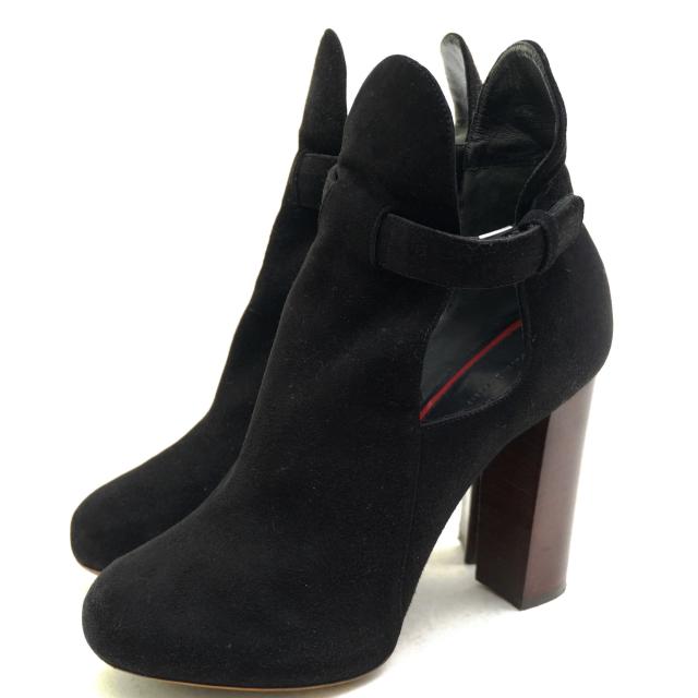 ○セリーヌ CELINE ストラップ 牛革 ブーティ ショートブーツ ハイヒール レディース 【中古】 中古