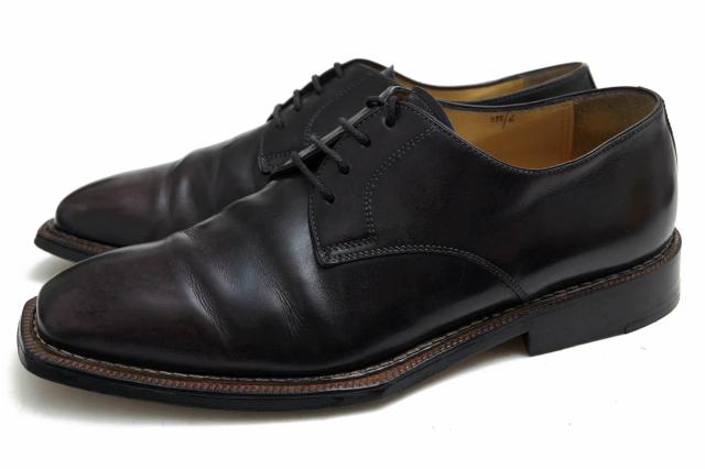 ○ステファノビ STEFANOBI 牛革 カーフ ビジネスシューズ 392 アンティーク染め プレーントゥ レザーソール マッケイ製法 メンズ   中古