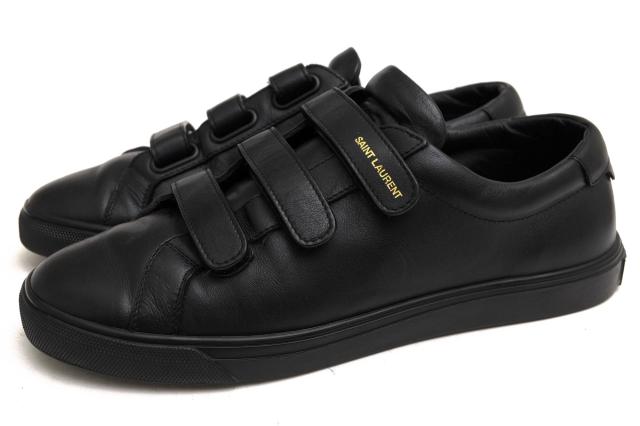 ○サンローラン YVES SAINT LAURENT Paris パリ 牛革 カーフ ローカットスニーカー Andy Velcro-strap Leather Trainers アンディ  中古