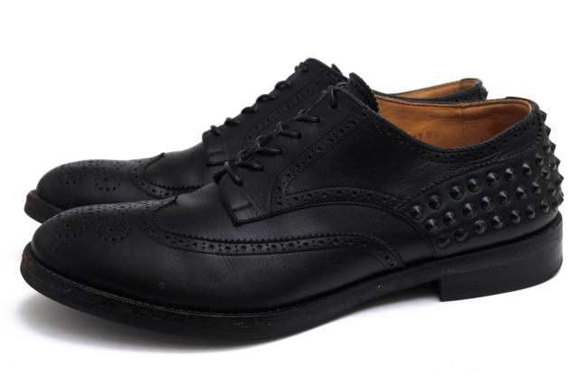 ○ユニフォームエクスペリメント uniform experiment カーフ 牛革 カジュアルシューズ UE-130130 WING TIP STUDS SHOES ウイングチ 中古