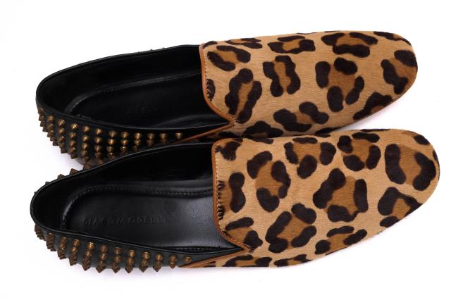 ○ジァコモレリ GIACOMORELLI ハラコ ヴァンプローファー MS338 レオパード スリッポン レザーソール スタッズ メンズ 【中古】 中古 ○ジァコモレリ GIACOMORELLI ハラコ ヴァンプローファー MS338
