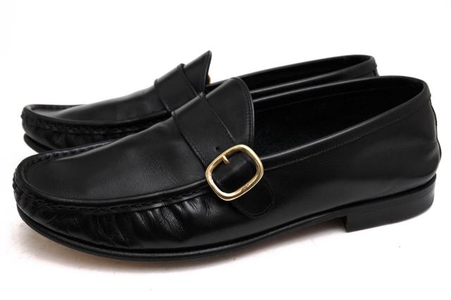 ○ユナイテッドアローズ UNITED ARROWS 牛革 カーフ ヴァンプローファー 1331-343-7758 UA ITY BELTED SLIPON ベルテッド スリッポ 中古