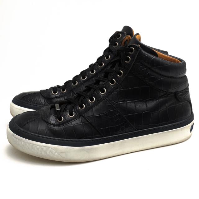 ○ジミーチュウ Jimmy Choo 牛革 ハイカットスニーカー BELGRAVIA クロコ型押し 定番 メンズ 【中古】 中古