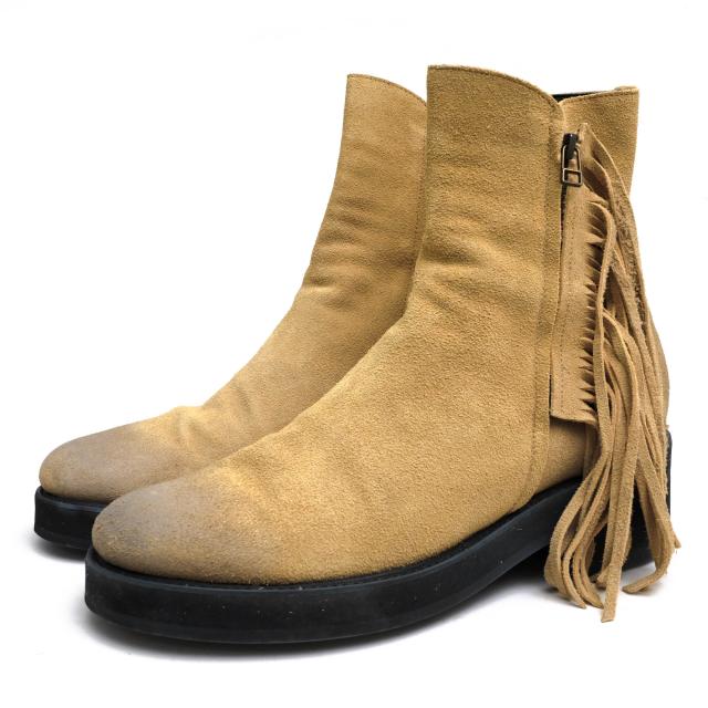 ○グラム glamb 牛革 サイドジップブーツ GB0220 AC05 Fringe boots フリンジブーツ ヒールブーツ プレーントゥ メンズ 【中古】 中古