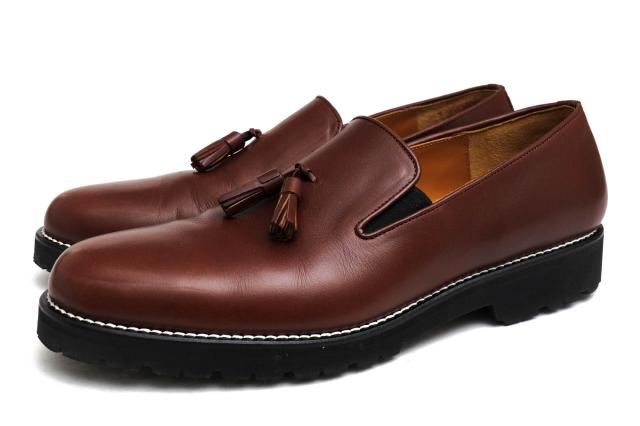 ○トモ&シーオー Tomo & Co コンビ鞣しオイルレザー 牛革 タッセルローファー TMTK-S-0030 TUSSEL COCK SHOES コックシューズ スリ 中古