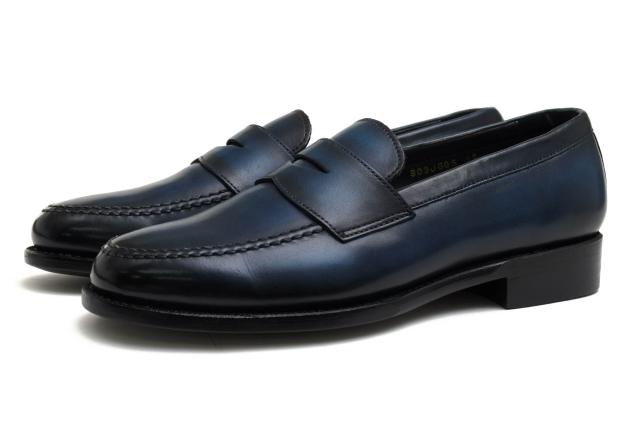 ○モンモデル Mon Model イタリア産牛革 ローファー S03JG05 パティーヌ 千手染 スリッポン レザーソール グッドイヤーウェ  中古