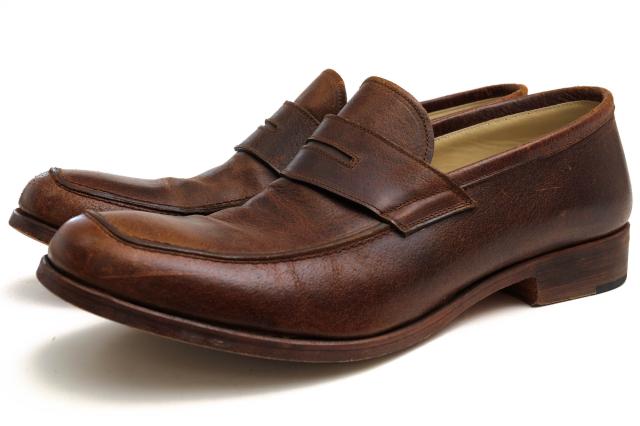 ○ジュンハシモト junhashimoto ホーウィン社製ヘビーホース 馬革 ローファー S27 XC01 スリッポン レザーソール メンズ 【  中古