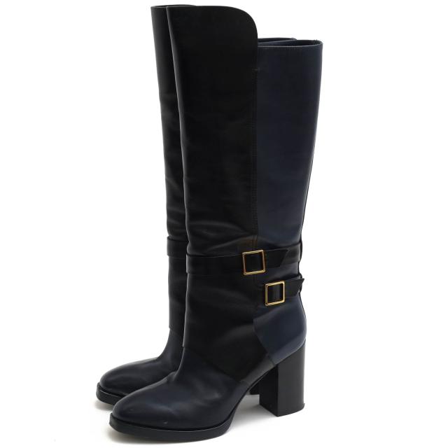 ○トッズ TOD'S 牛革 カーフ ロングブーツ ジョッパーブーツ バイカラー レディース 【中古】 中古