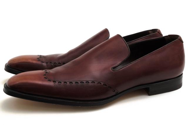 ○サンローラン YVES SAINT LAURENT rive gauche リヴゴーシュ カーフ 牛革 ビジネスシューズ ローファー型 スリッポン レザーソー 中古