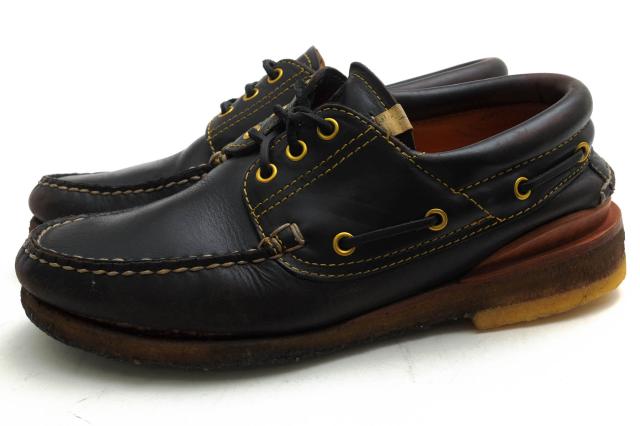 ○ビズビム VISVIM 米国ホーウィン社クロムエクセル 牛革 デッキシューズ AMERICANA DECK CREPE-FOLK クレープソール モカシン メ  中古