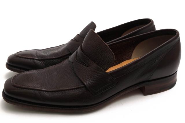 ○ポールスミス Paul Smith 牛革 ローファー アンラインド レザーソール グッドイヤーウェルト製法 シボ革 シュリンクレザー 中古