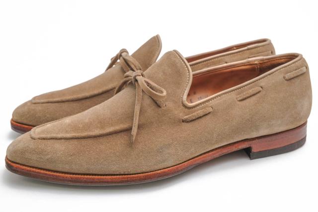 ○クロケット＆ジョーンズ CROCKETT＆JONES 牛革 タッセルローファー WENDOVER スリッポン レザーソール グッドイヤーウェルト製法 中古