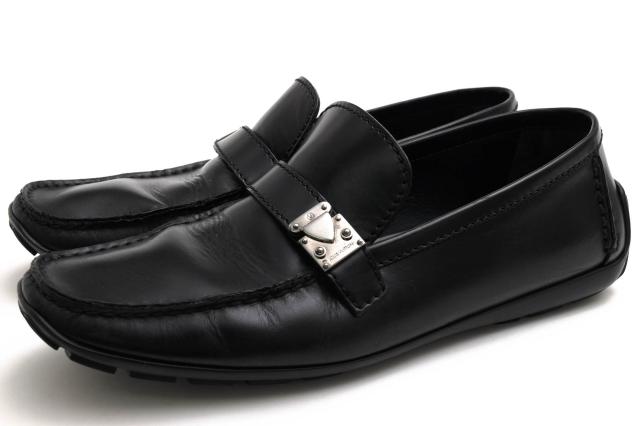 ○ヴィトン Louis Vuitton 牛革 カーフ ドライビングシューズ FA0038 LV金具 スリッポン メンズ 【中古】 中古