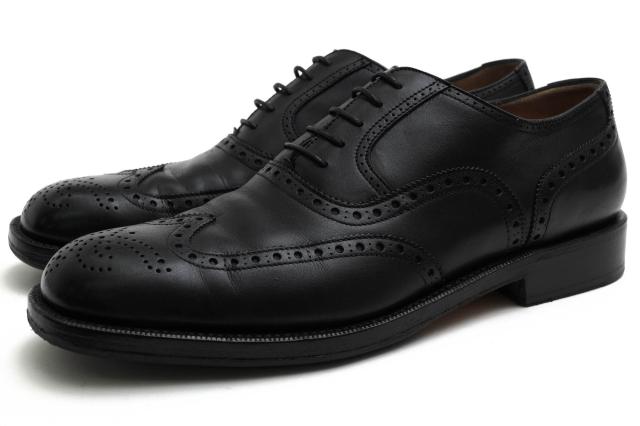 ○フェラガモ Salvatore Ferragamo トラメッザ TRAMEZZA 牛革 カーフ ビジネスシューズ TD2961 9135C26U フルブローグ ウイングチ  中古