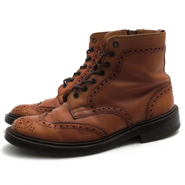 ○トリッカーズ Tricker's SOPHNET ソフネット別注 カーフ 牛革 SOPH-67130 WING TIP BOOTS レースアップブーツ M7143 Beechnut Bu 中古