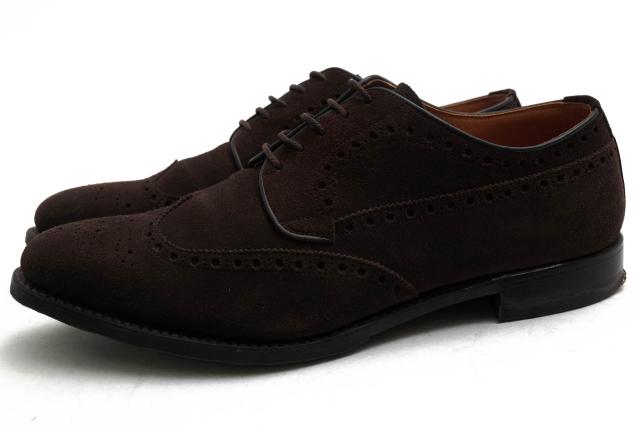 ○スコッチグレイン SCOTCH GRAIN イタリア・シャラーダ社製カーディフスエード 牛革 ビジネスシューズ 5395 外羽根フルブローグ   中古