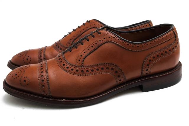 ○アレン エドモンズ Allen Edmonds 牛革 カーフ ビジネスシューズ Strand セミブローグ キャップトゥ グッドイヤーウェルト製法   中古