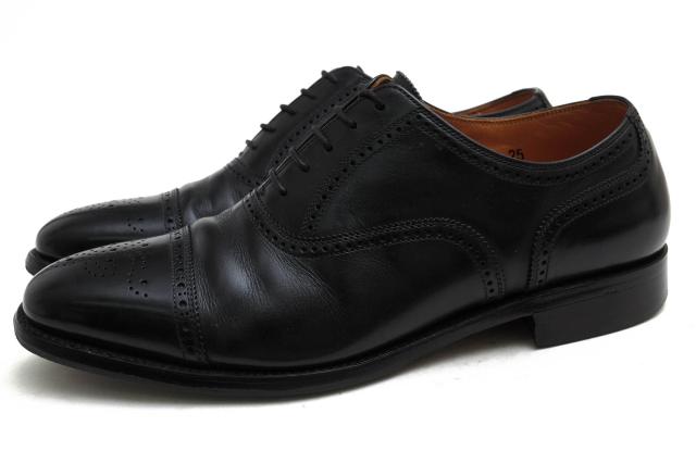 ○スコッチグレイン SCOTCH GRAIN 牛革 カーフ ビジネスシューズ 3520BL ASSURANCE アシュランス セミブローグ キャップトゥ レザ  中古