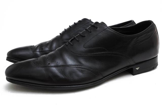 ○プラダ PRADA 牛革 カーフ ビジネスシューズ 073 メダリオン ウイングチップ メンズ 【中古】 中古