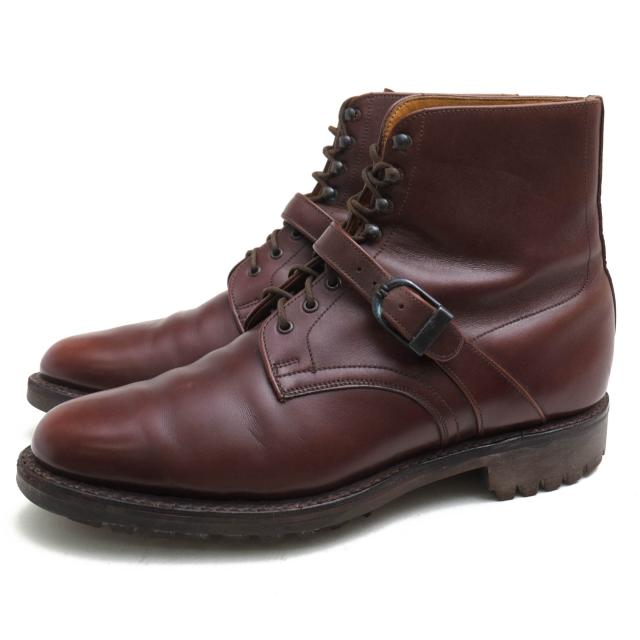 ○ロイドフットウェア Lloyd Footwear バーガンディー 牛革 レースアップブーツ T15021 ベルトストラップ グッドイヤーウェルト製  中古