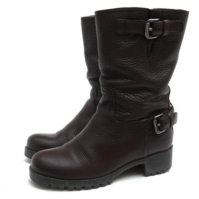 ○プラダ PRADA 牛革 カーフ エンジニアブーツ 3U5785 DAINO S バイカーブーツ レディース 【中古】 中古