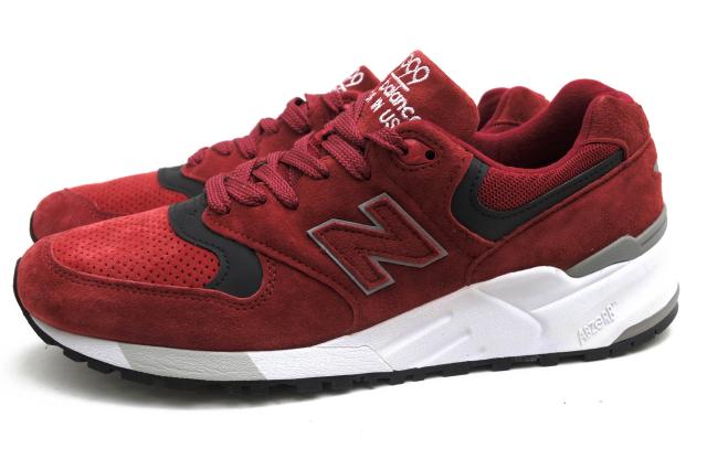 ○ニューバランス NEW BALANCE ピッグスキンスエード ローカットスニーカー M999CMR Burgundy Grey ABSORBクッションソール メンズ 中古