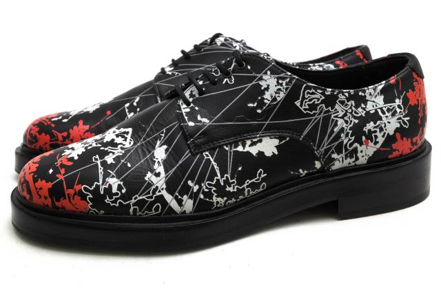 ○アルマーニ EMPORIO ARMANI 牛革 カーフ オックスフォードシューズ ビジネスシューズ X4C506 XL407 ペイント加工 メンズ 【中古  中古