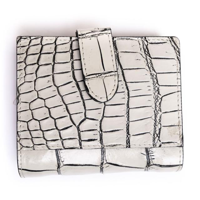 ○クロワ・ロワイヤル CROIX  メジロクロコダイル 財布 CRS-038 目地染め 小銭入れあり 二つ折り レディース 【中古】 中古