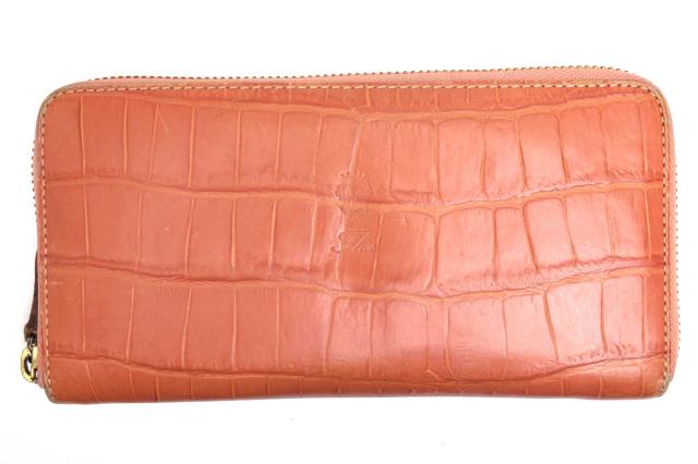 ○フェリージ Felisi  長財布 125/SA 小銭入れあり ラウンドジップ ラウンドファスナー クロコ型押し レディース 【中古】 中古