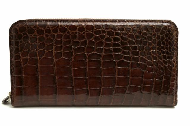 ○ラフロ Raflo シャイニング クロコダイル 長財布 小銭入れあり ラウンドジップ ラウンドファスナー クロコ型押し メンズ 【中古  中古