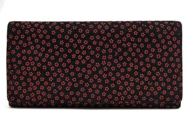 ○印傳屋 印伝 INDEN-YA 鹿革 ディアスキン 長財布 漆塗り 小銭入れあり レディース 【中古】 中古