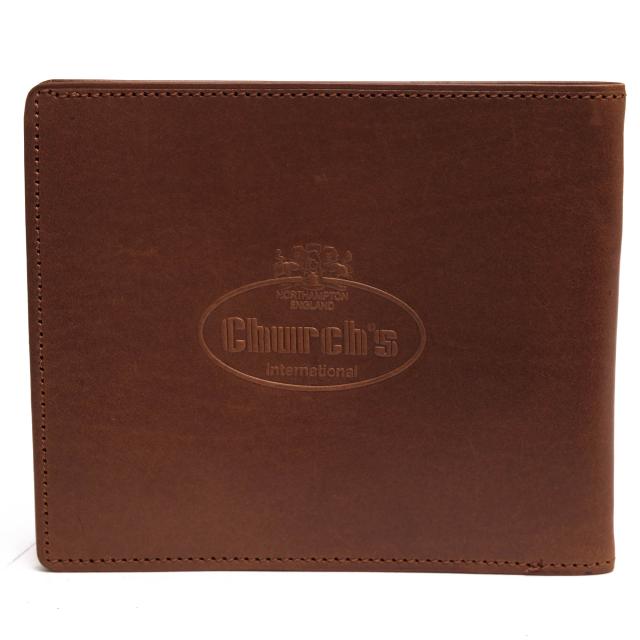 ○チャーチ Church's 牛革 カーフ 財布 小銭入れなし 札入れ 二つ折り メンズ 【中古】 中古