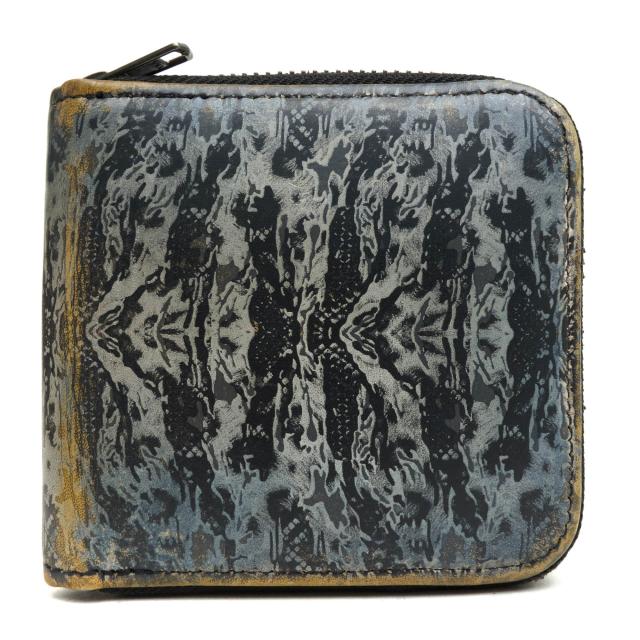 ○マルセロ ブロン MARCELO BURLON 牛革 カーフ 財布 LIAIMA WALLET ALL OVER グラデーション 小銭入れあり ラウンドジップ ラウン 中古